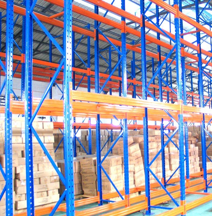 Blue Orange Selective Warehouse Pallet Racks Solutions Adjustable